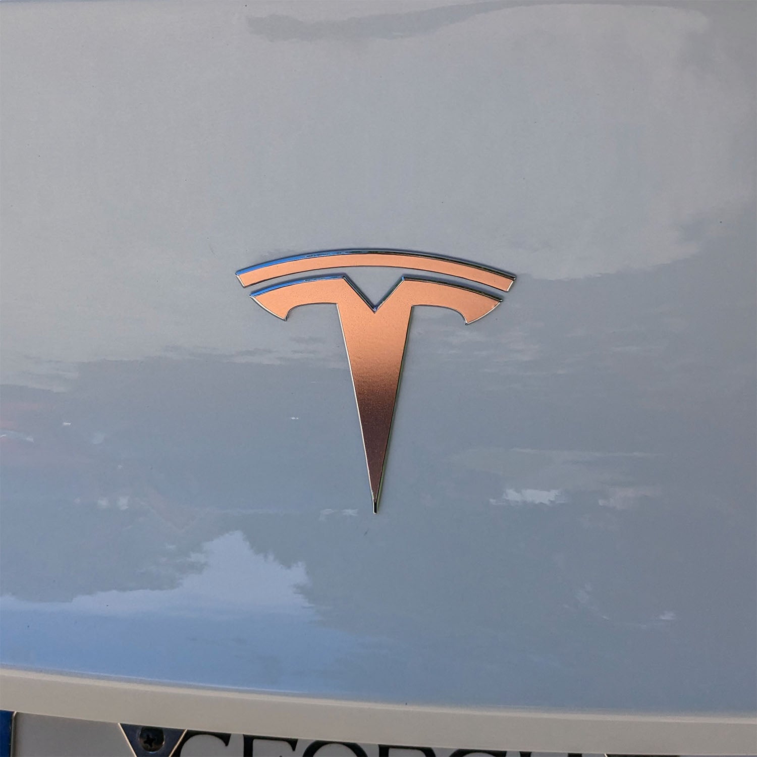 Tesla Model Y Rose Gold Trunk Logo Decal – EV Wraps